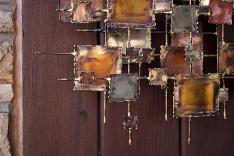 1960s Brutalist Mixed Metal Squares Welder Wall Art Mid-Century ...