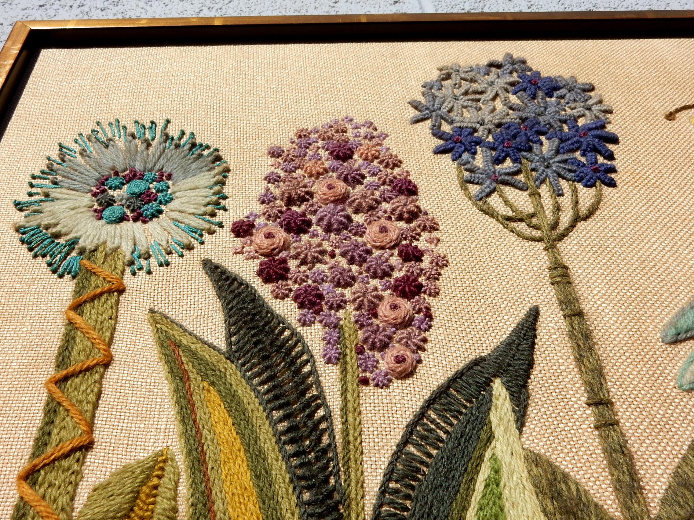 1960s California Modernist Crewelwork Embroidery Art at 1stDibs | 1960s ...