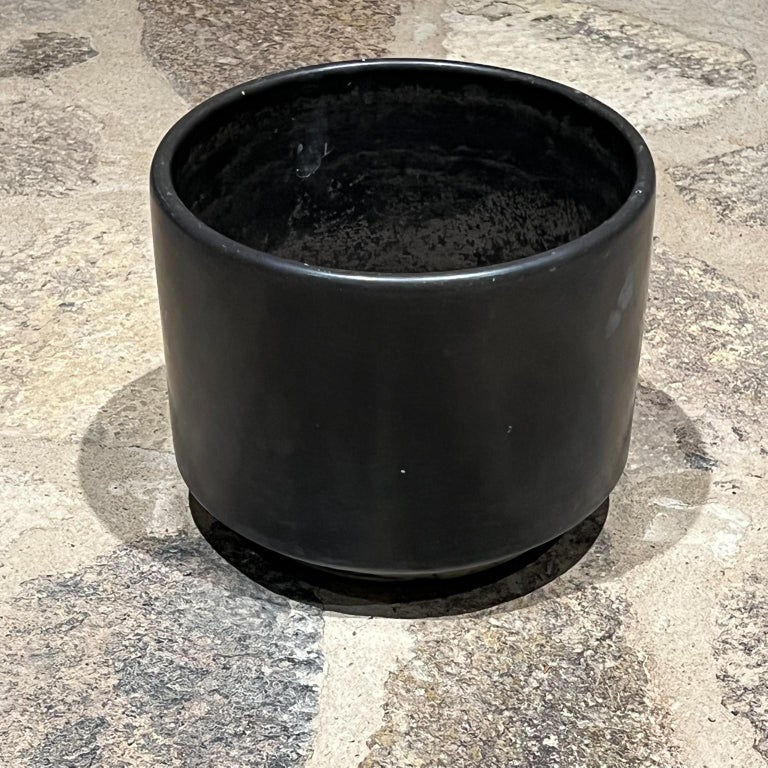 1960s California Architectural Pottery Modern Matte Black Planter Pot ...