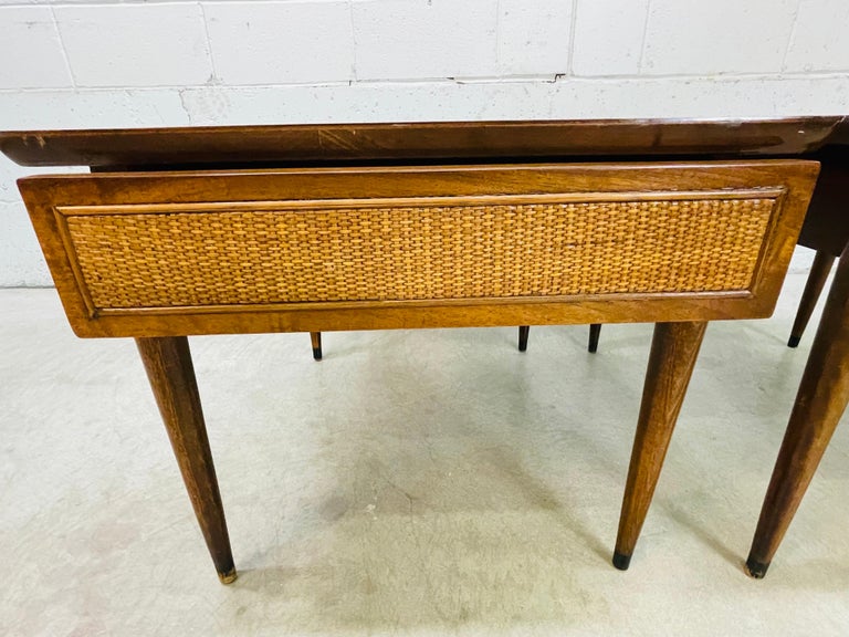 1960s Cane Front Side Tables, Pair For Sale at 1stDibs