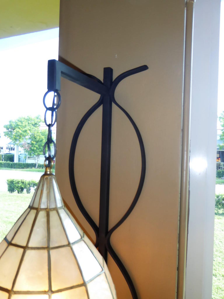 1960s Capiz Shell Teardrop and Wrought Iron Wall Light Sconce at 1stDibs
