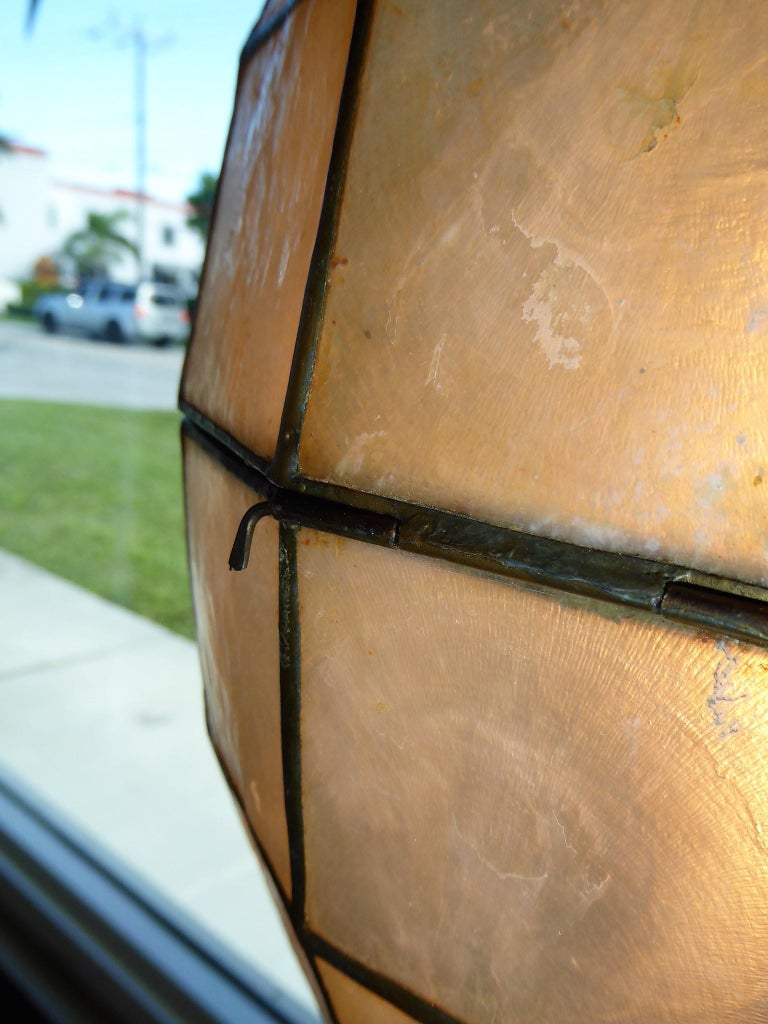 1960s Capiz Shell Teardrop and Wrought Iron Wall Light Sconce at 1stDibs