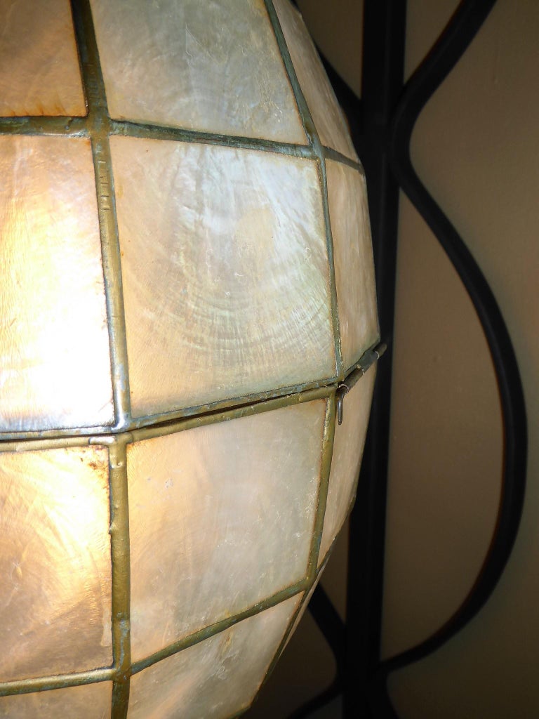 1960s Capiz Shell Teardrop and Wrought Iron Wall Light Sconce at 1stDibs