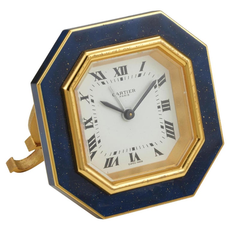 1960s Cartier Blue Enamel Manual Clock For Sale at 1stDibs