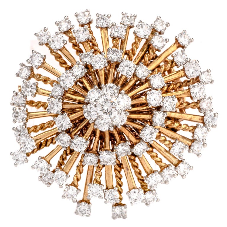 1960s Cartier Paris Diamond Pinwheel 18 Karat Brooch Pin at 1stDibs