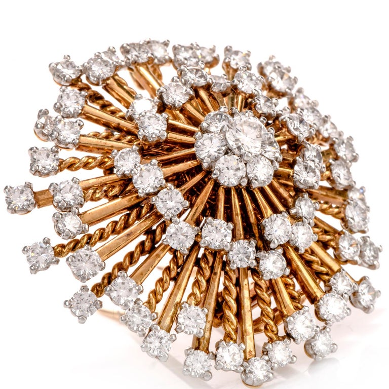 1960s Cartier Paris Diamond Pinwheel 18 Karat Brooch Pin at 1stDibs