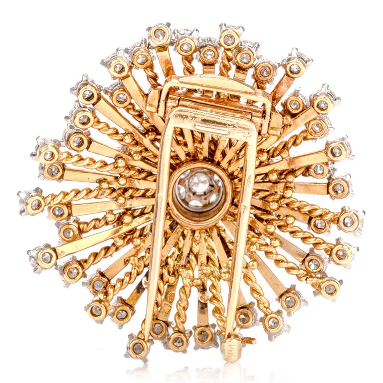 1960s Cartier Paris Diamond Pinwheel 18 Karat Brooch Pin at 1stDibs