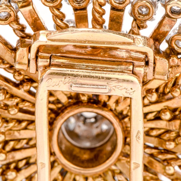 1960s Cartier Paris Diamond Pinwheel 18 Karat Brooch Pin at 1stDibs