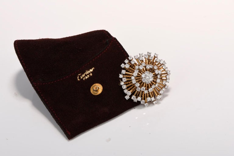 1960s Cartier Paris Diamond Pinwheel 18 Karat Brooch Pin at 1stDibs