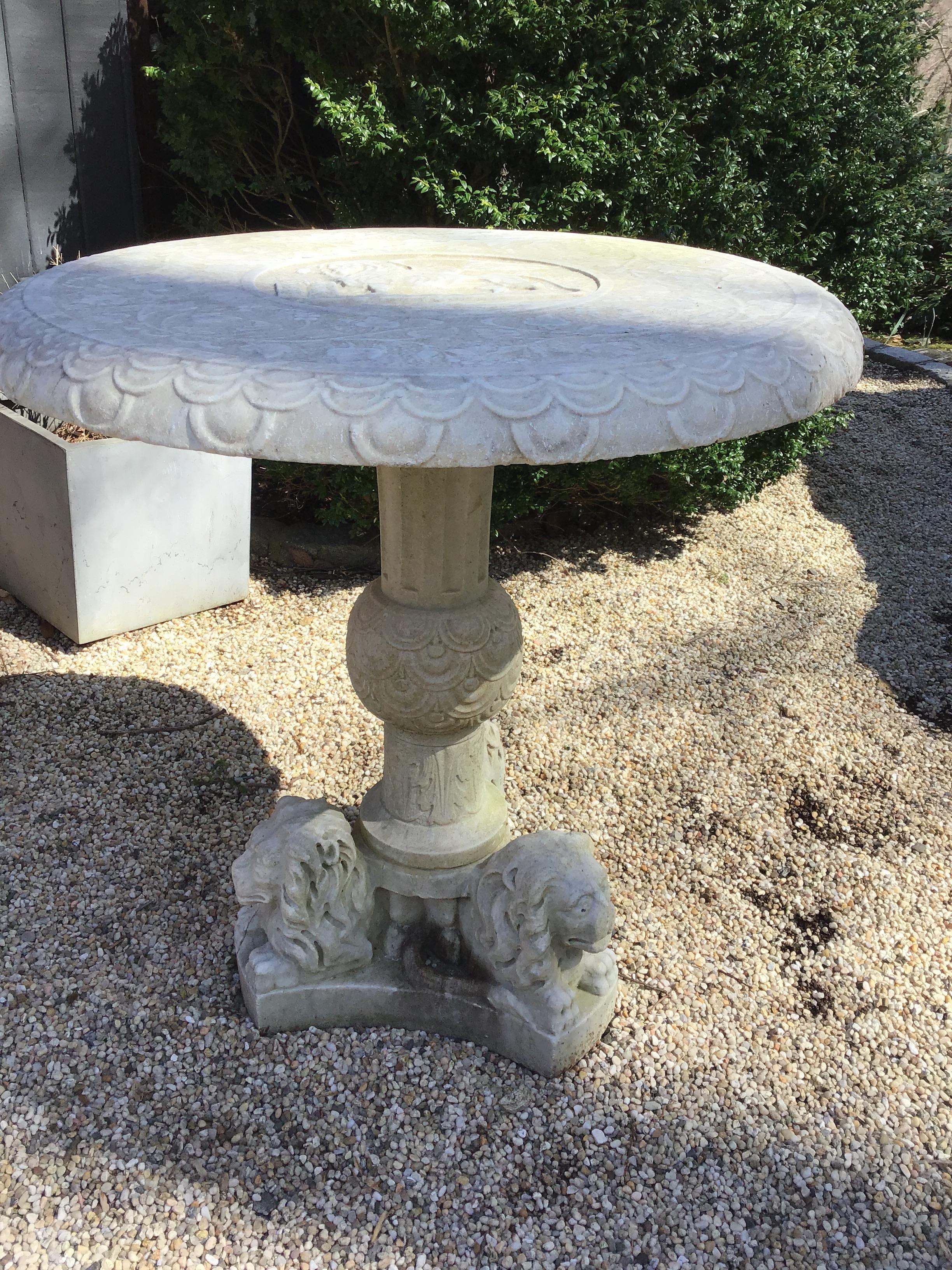 1960s Carved Marble Lion/Griffin Table For Sale at 1stDibs | cedric ...