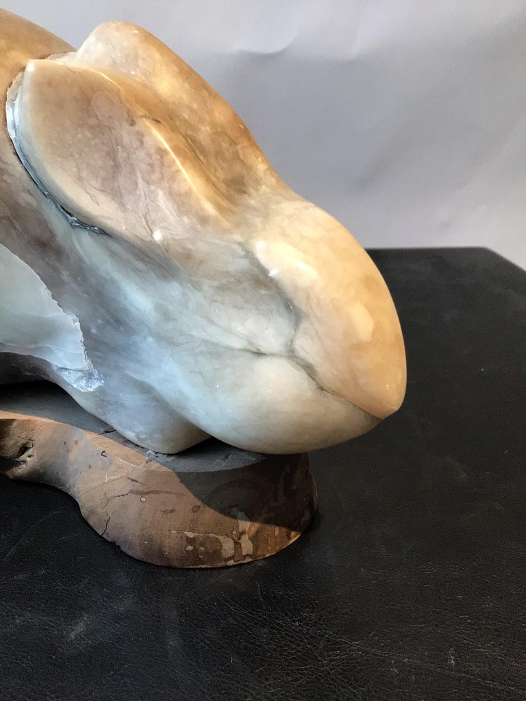 1960s Carved Marble Sculpture of a Rabbit For Sale at 1stDibs