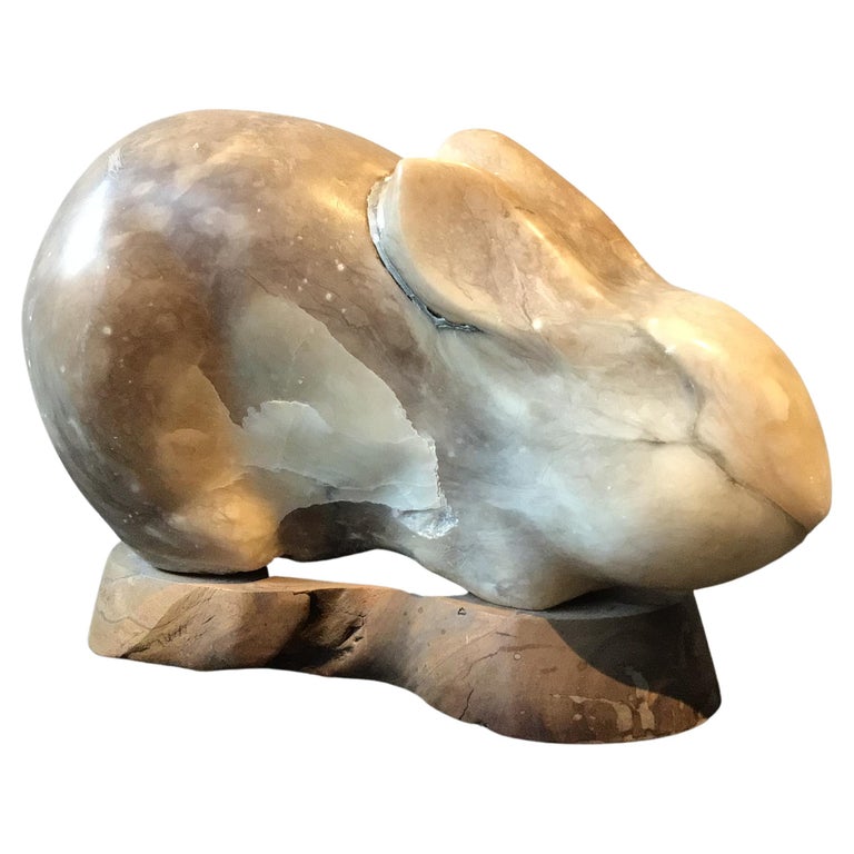 1960s Carved Marble Sculpture of a Rabbit at 1stDibs