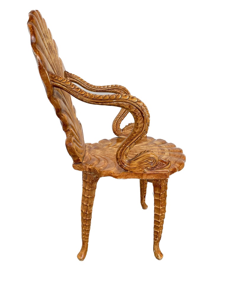 1960s Carved Wood Italian Fantasy Chair For Sale at 1stDibs