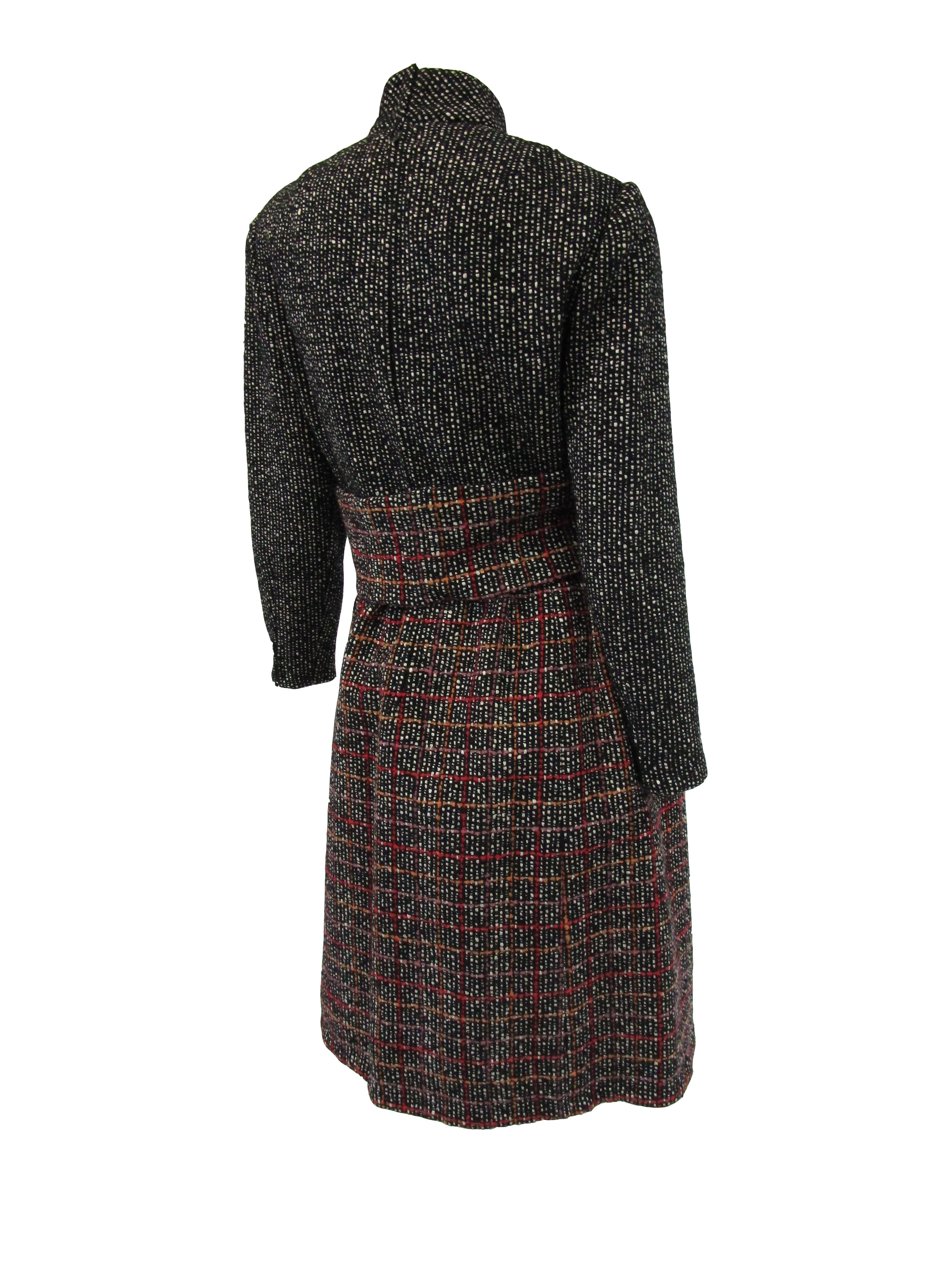 1960s Chester Weinberg Black and White Tweed Fringe Maxi Dress For Sale ...