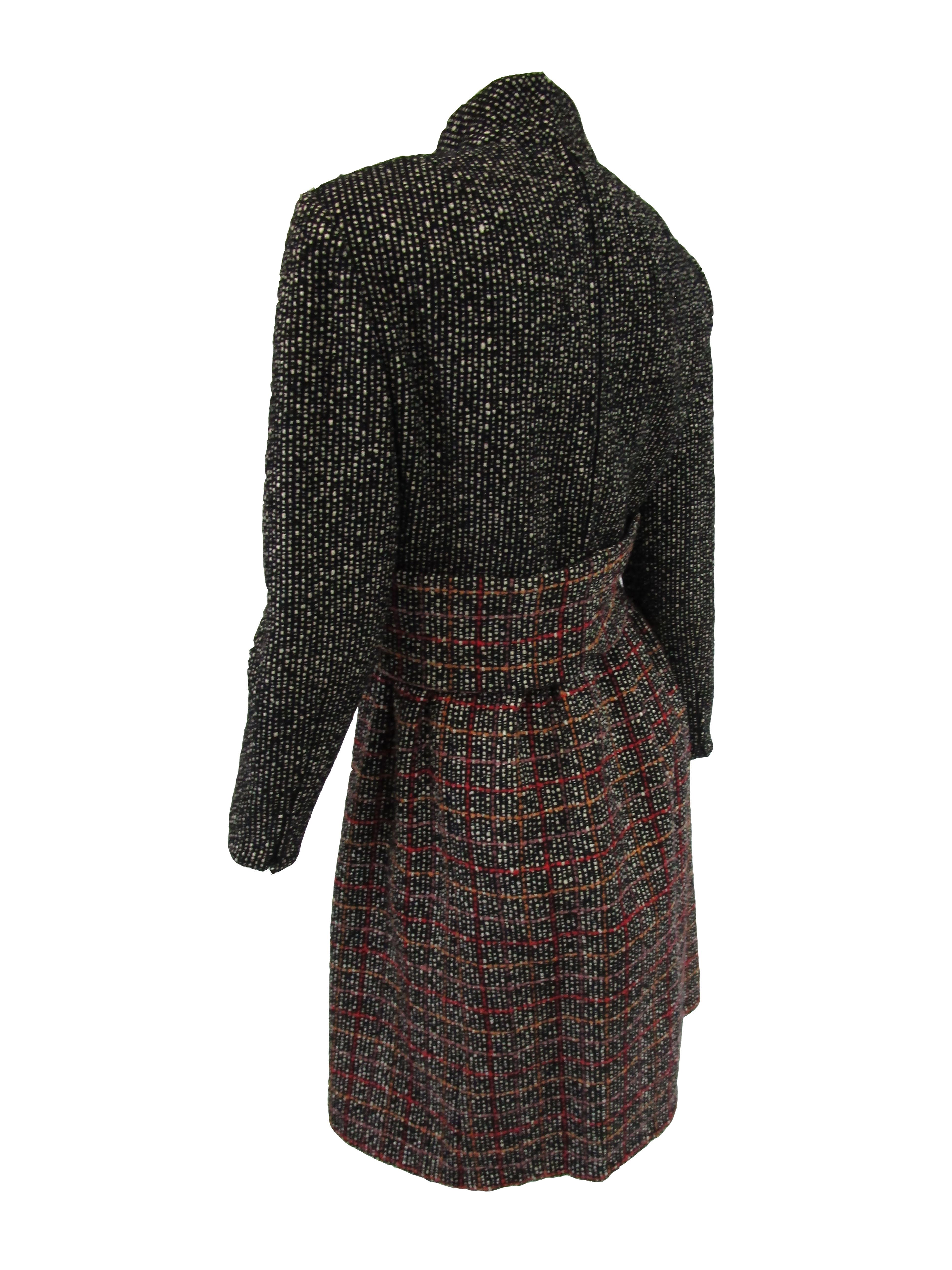 1960s Chester Weinberg Black and White Tweed Fringe Maxi Dress For Sale ...