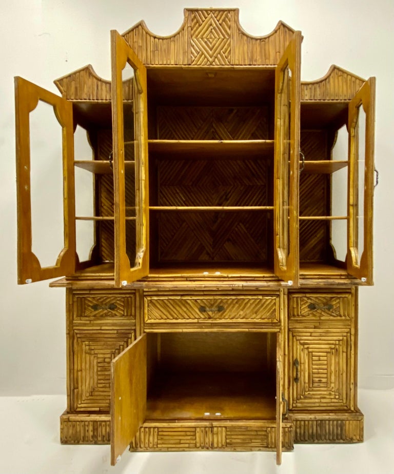1960s Chinese Chippendale Style Pencil Bamboo Cabinet at 1stDibs