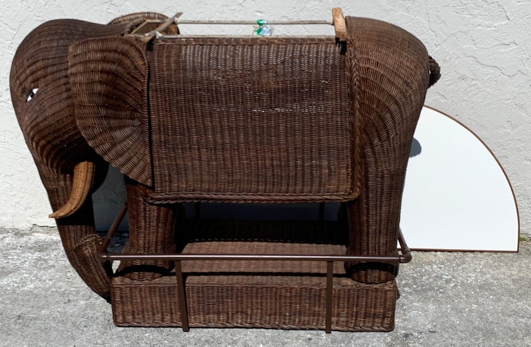 1960s Chinese Export Wicker Elephant Dry Bar at 1stDibs