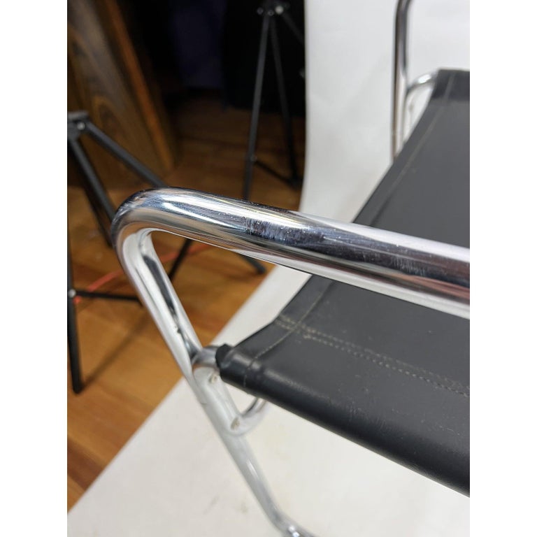 1960s Chrome and Leather Tubular Director Style Chairs For Sale at 1stDibs