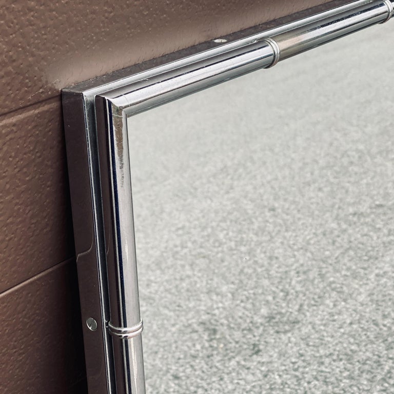 1960s Chrome Faux Bamboo Rectangular Wall Mirror For Sale at 1stDibs