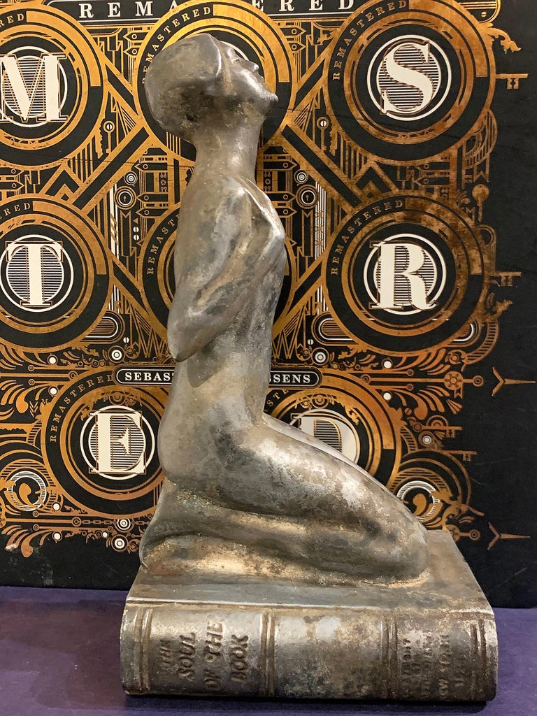 1925 Chrome Female Bookends, "The Soul of The Book" by Arturo Levi For ...