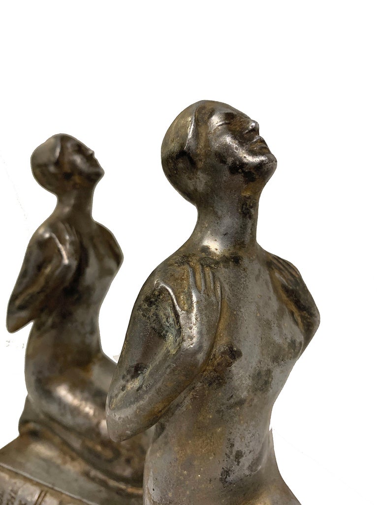 1925 Chrome Female Bookends, "The Soul of The Book" by Arturo Levi For ...