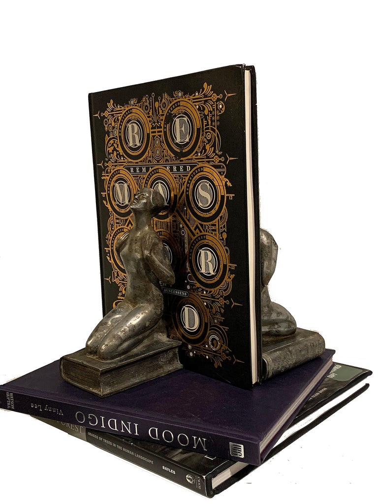 1925 Chrome Female Bookends, "The Soul of The Book" by Arturo Levi For ...