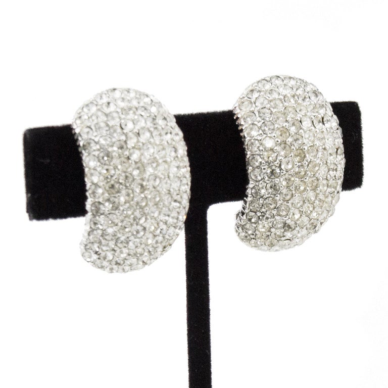 1960's Ciner Rhinestone Pavée Clip On Earrings at 1stDibs