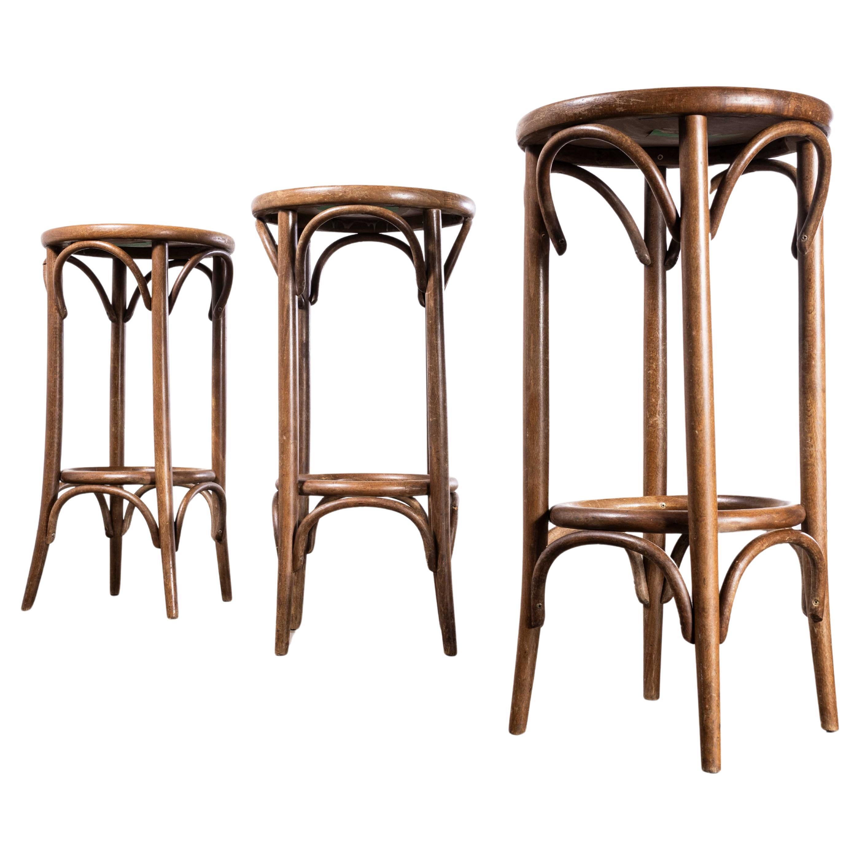 1960's Classic Bentwood High Bar Stools - Set Of Three For Sale at 1stDibs