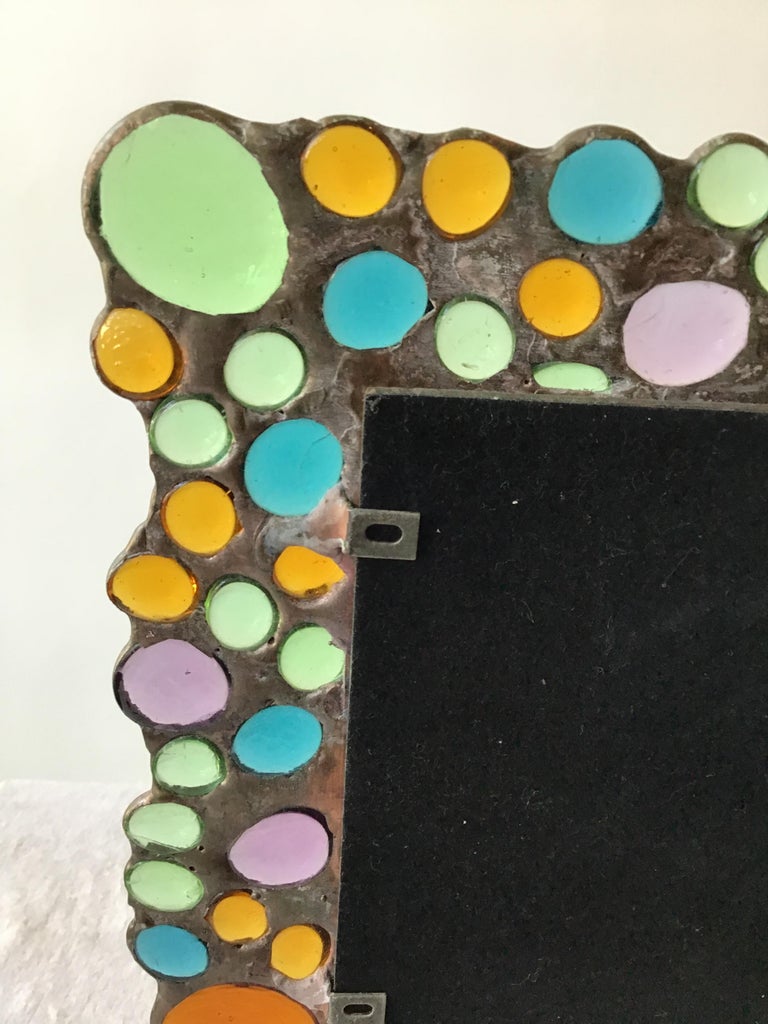 1960s Copper Picture Frame with Inset Glass Jewels For Sale at 1stDibs ...