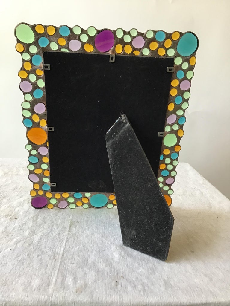 1960s Copper Picture Frame with Inset Glass Jewels For Sale at 1stDibs ...