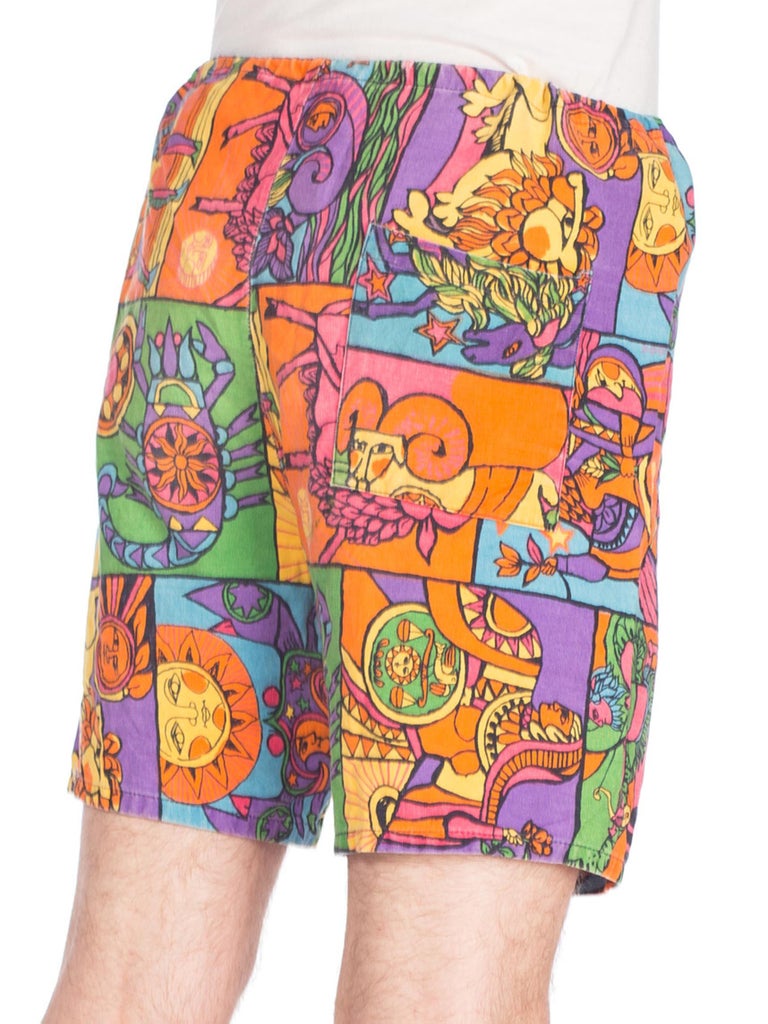 1960S Cotton Men's Zodiac Astrology Novelty Print Shorts For Sale at ...