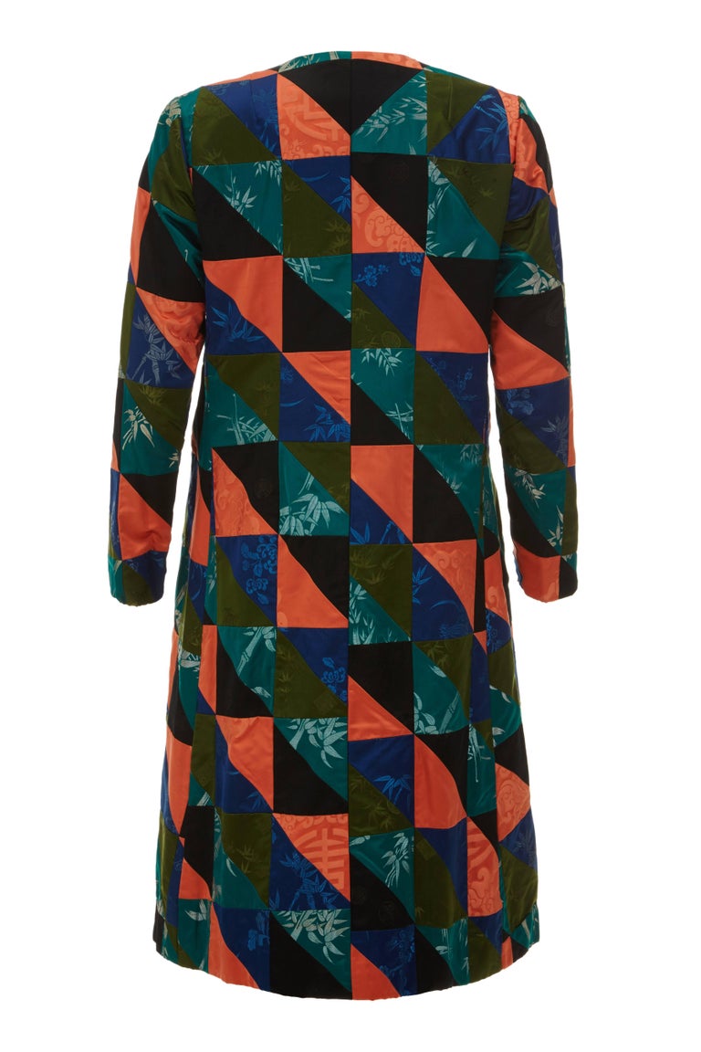 1960s Couture Patchwork Chinese Silk Coat For Sale at 1stDibs