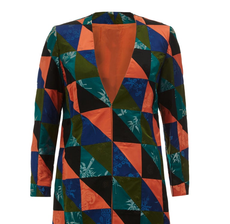 1960s Couture Patchwork Chinese Silk Coat For Sale at 1stDibs