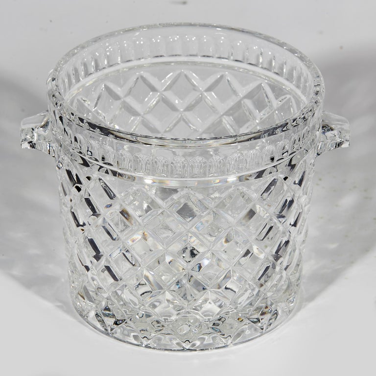 1960s Crystal Waffle Design Glass Ice Bucket at 1stDibs