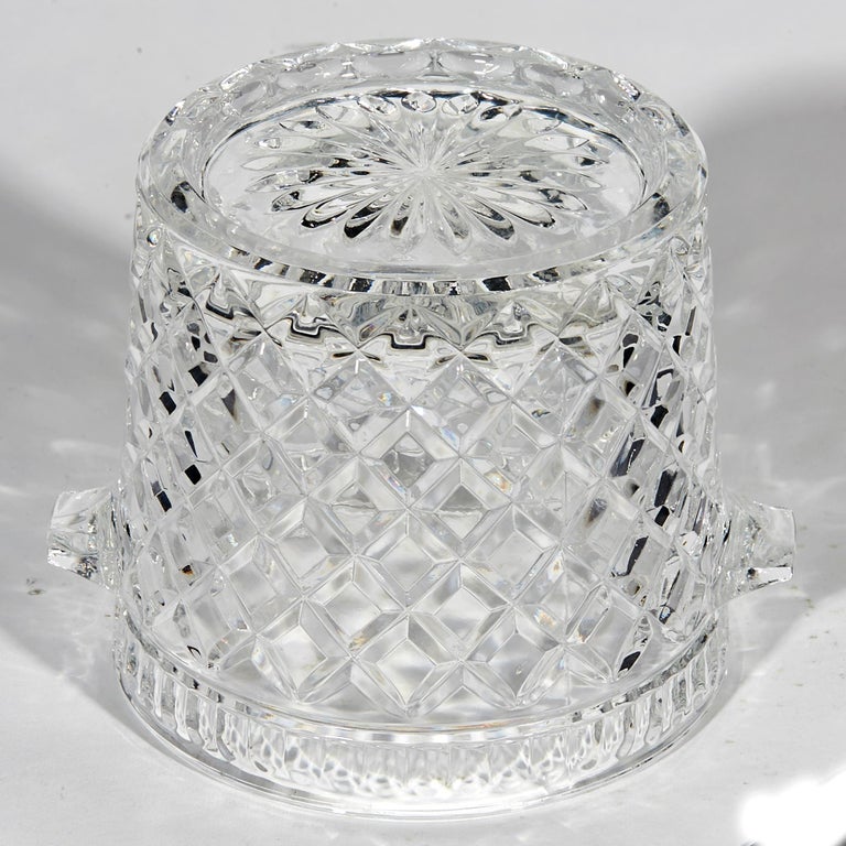 1960s Crystal Waffle Design Glass Ice Bucket at 1stDibs