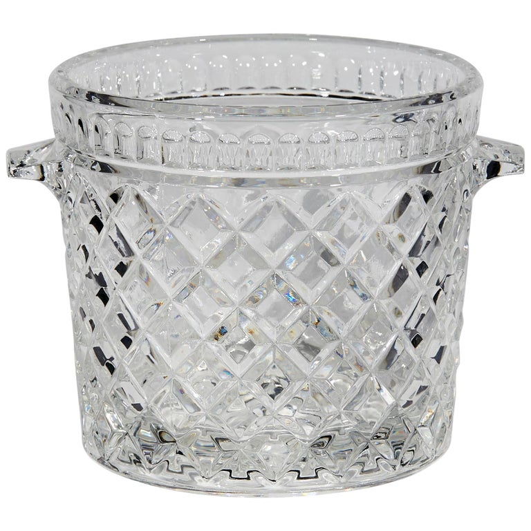 1960s Crystal Waffle Design Glass Ice Bucket at 1stDibs