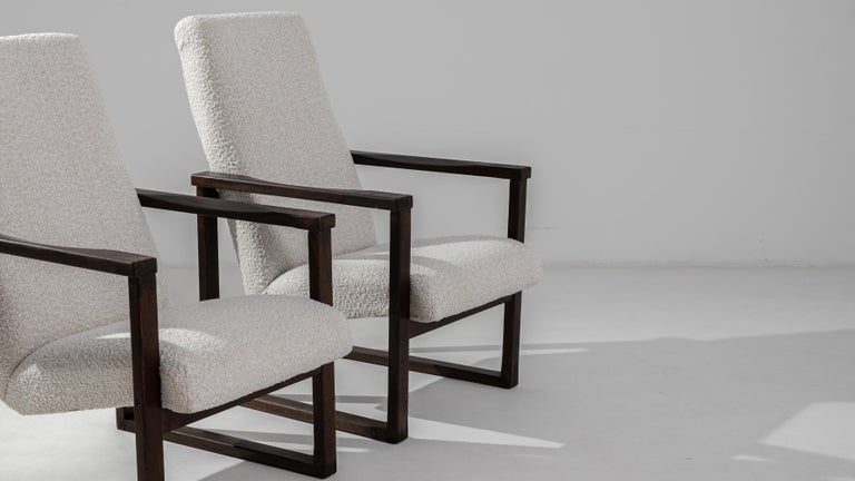 1960s Czech Geometric Wooden Armchairs, a Pair For Sale at 1stDibs