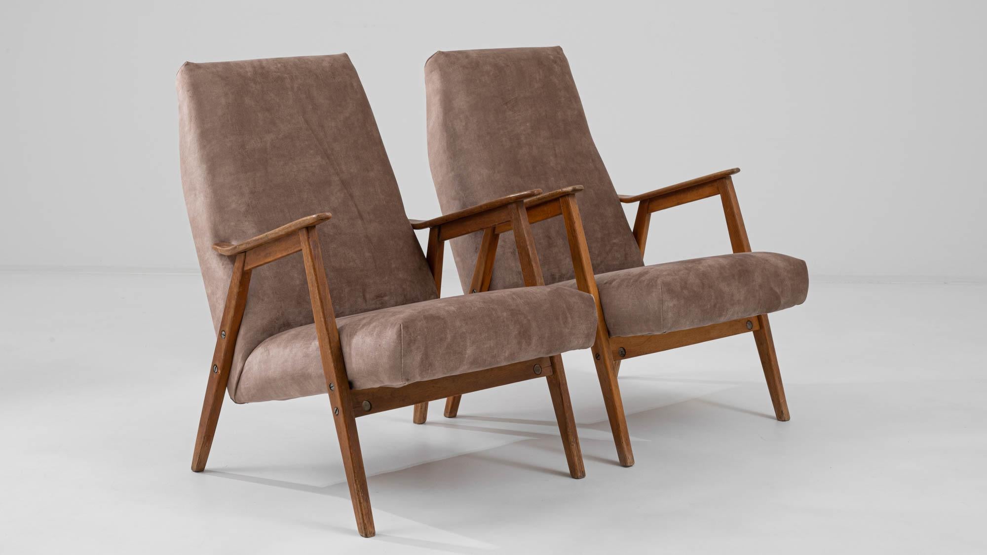 1960s Czech Upholstered Armchairs, a Pair For Sale at 1stDibs