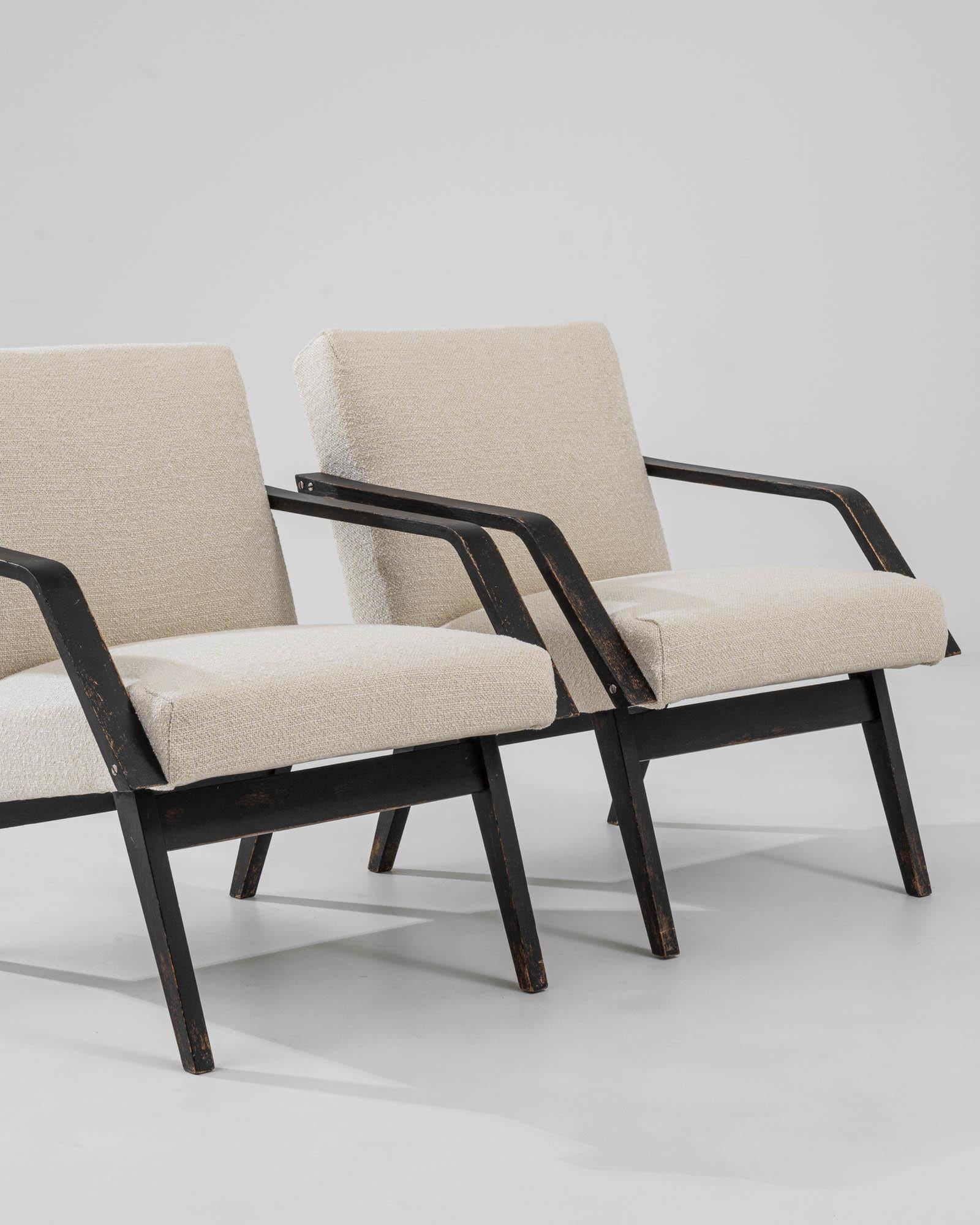1960s Czech Upholstered Armchairs, a Pair For Sale at 1stDibs