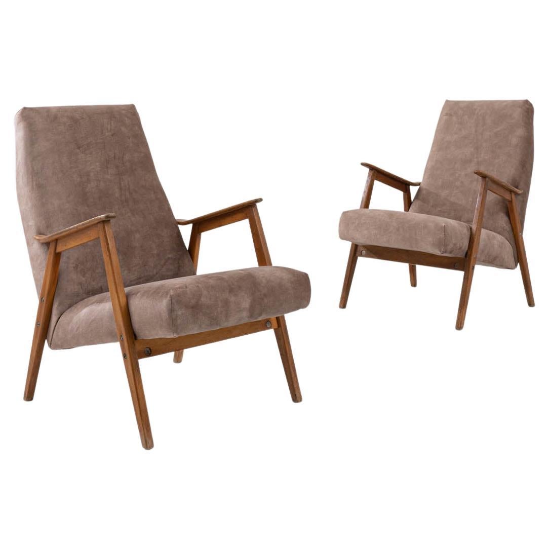1960s Czech Upholstered Armchairs, a Pair For Sale at 1stDibs