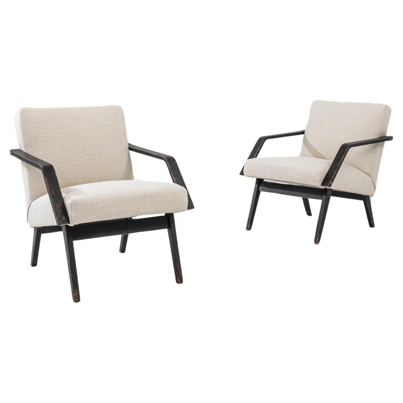 1960s Czech Upholstered Armchairs, a Pair For Sale at 1stDibs