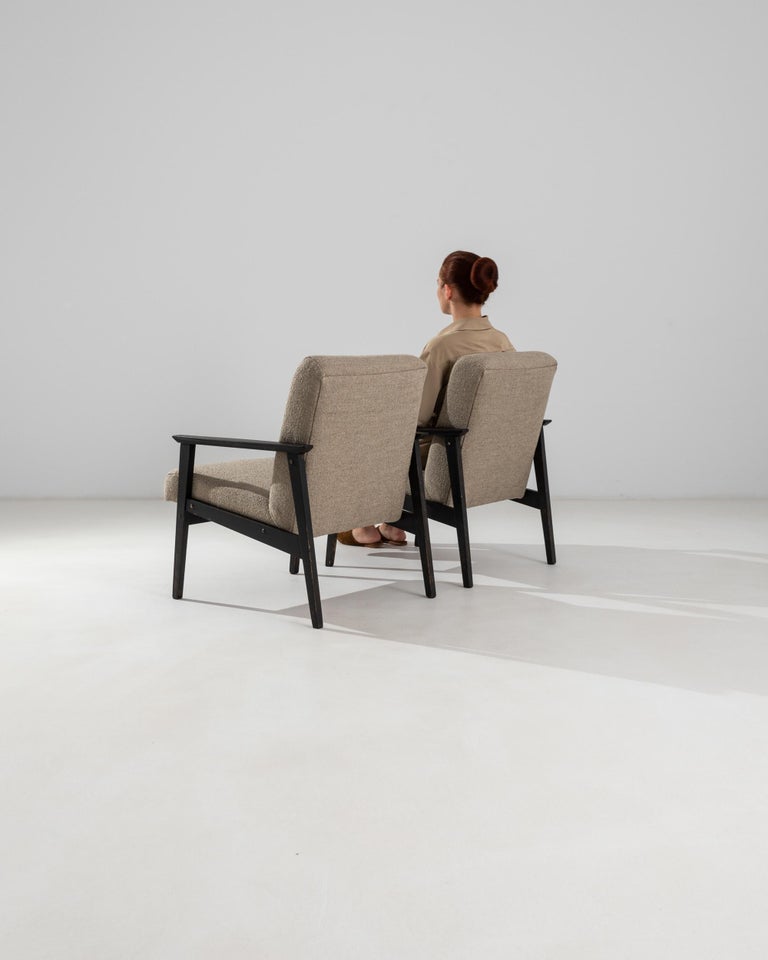 1960s Czech Wooden Upholstered Armchairs, Pair For Sale at 1stDibs