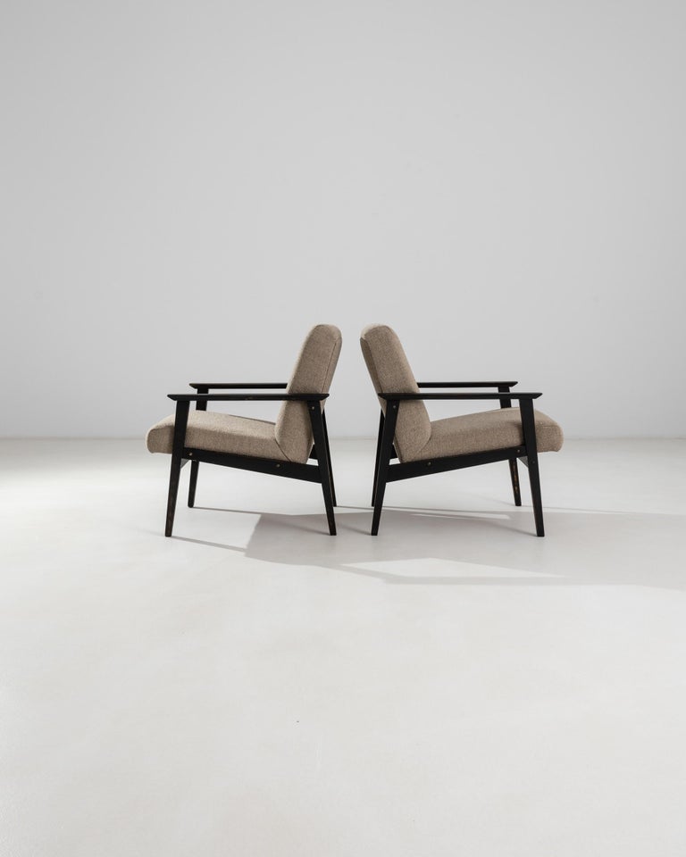 1960s Czech Wooden Upholstered Armchairs, Pair For Sale at 1stDibs