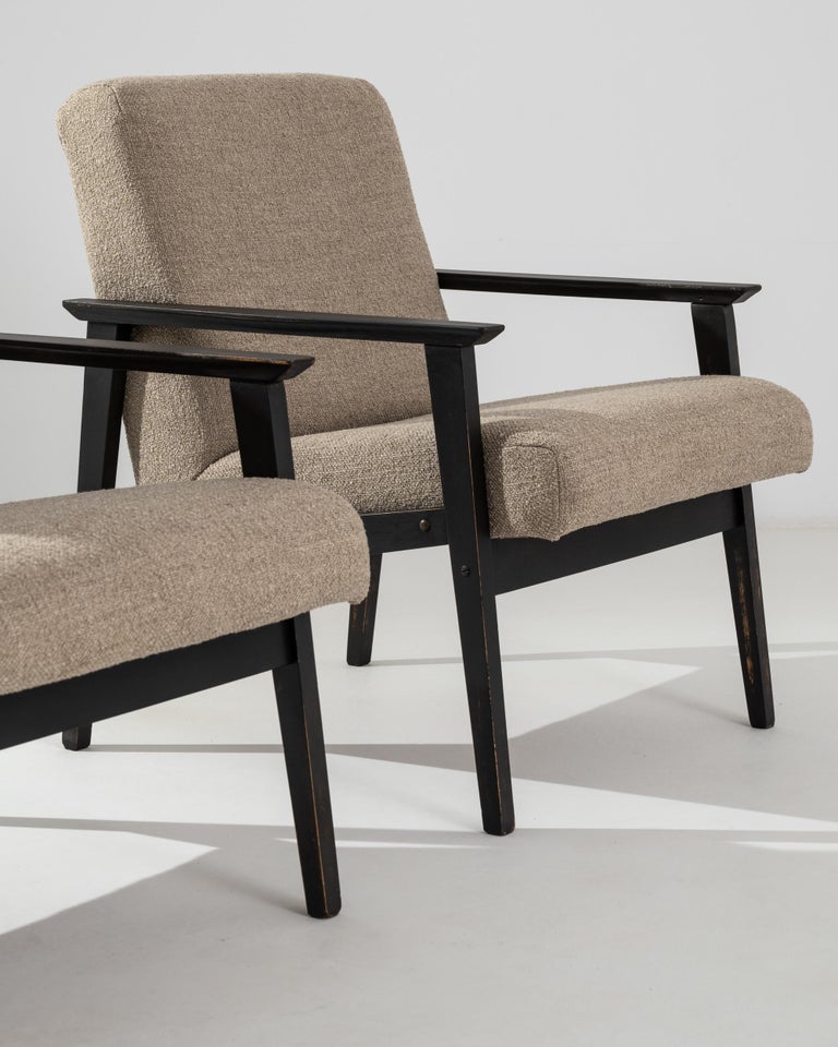1960s Czech Wooden Upholstered Armchairs, Pair For Sale at 1stDibs