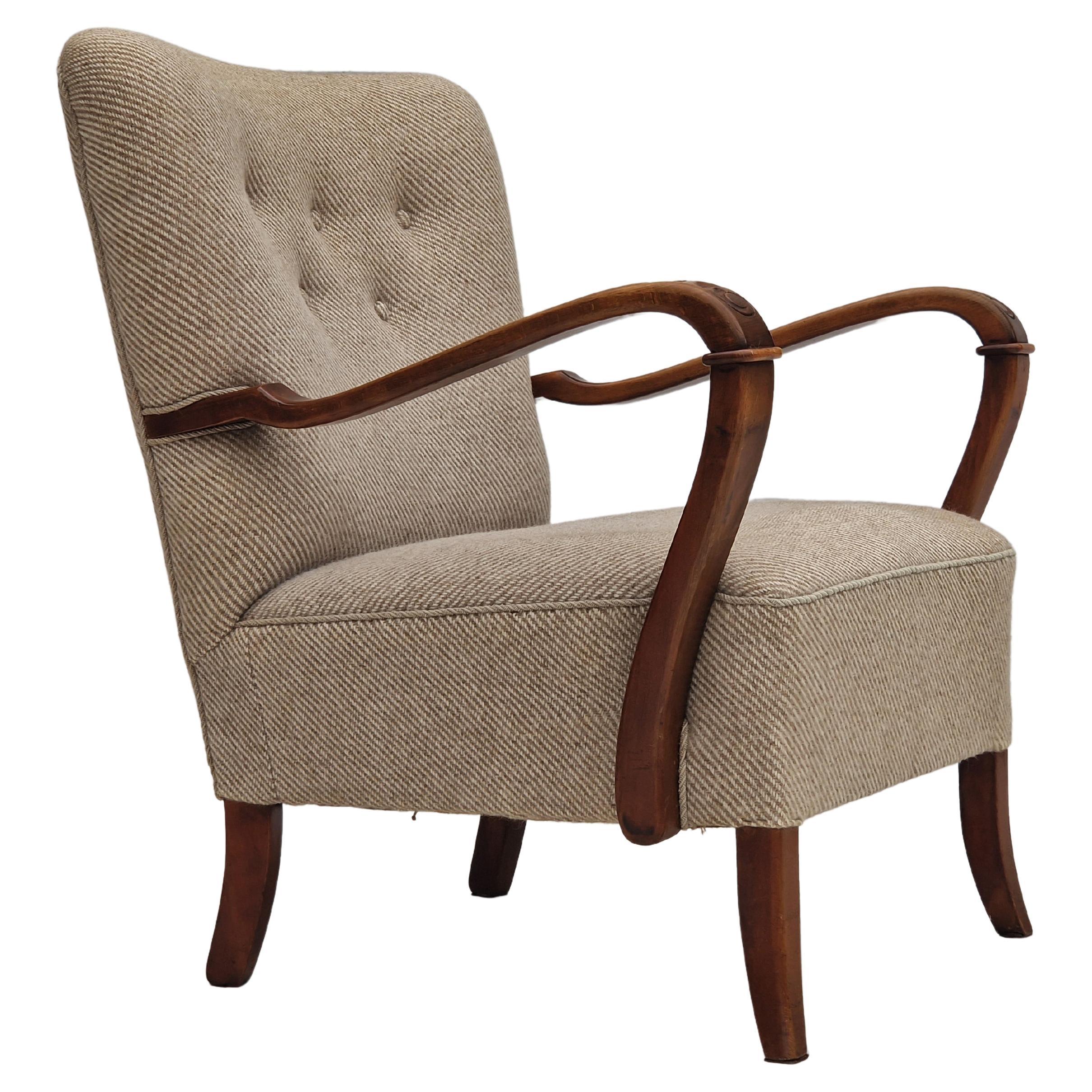 1960s, Danish design, armchair in quality furniture wool fabric. For ...