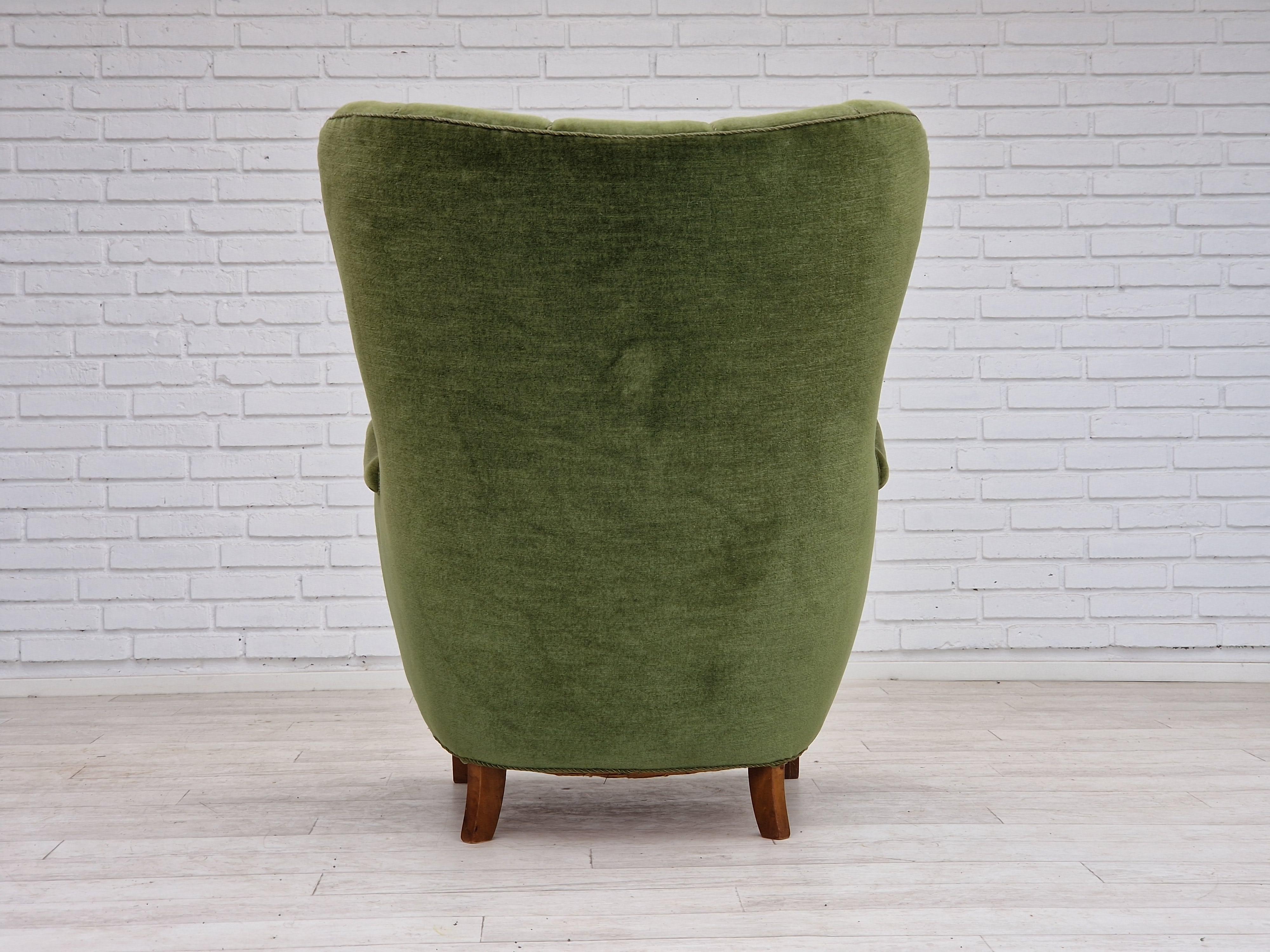 1960s, Danish design, velour relax chair with footstool, original ...