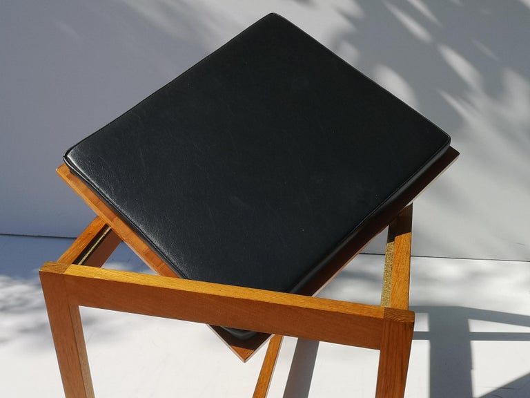 1960s Danish Modern Convertible Teak Side / End Table / Ottoman / Stool ...