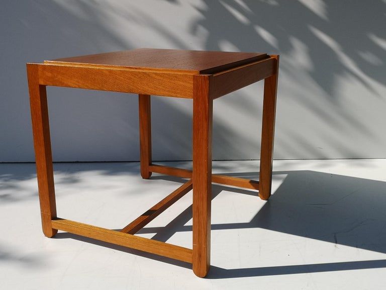 1960s Danish Modern Convertible Teak Side / End Table / Ottoman / Stool ...