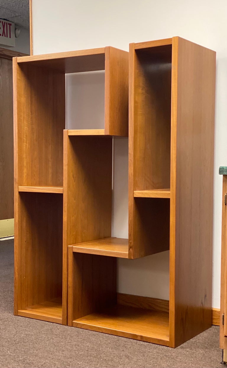 1960s Danish Modern Expandable Teak Bookcase, 2 Pieces For Sale at 1stDibs