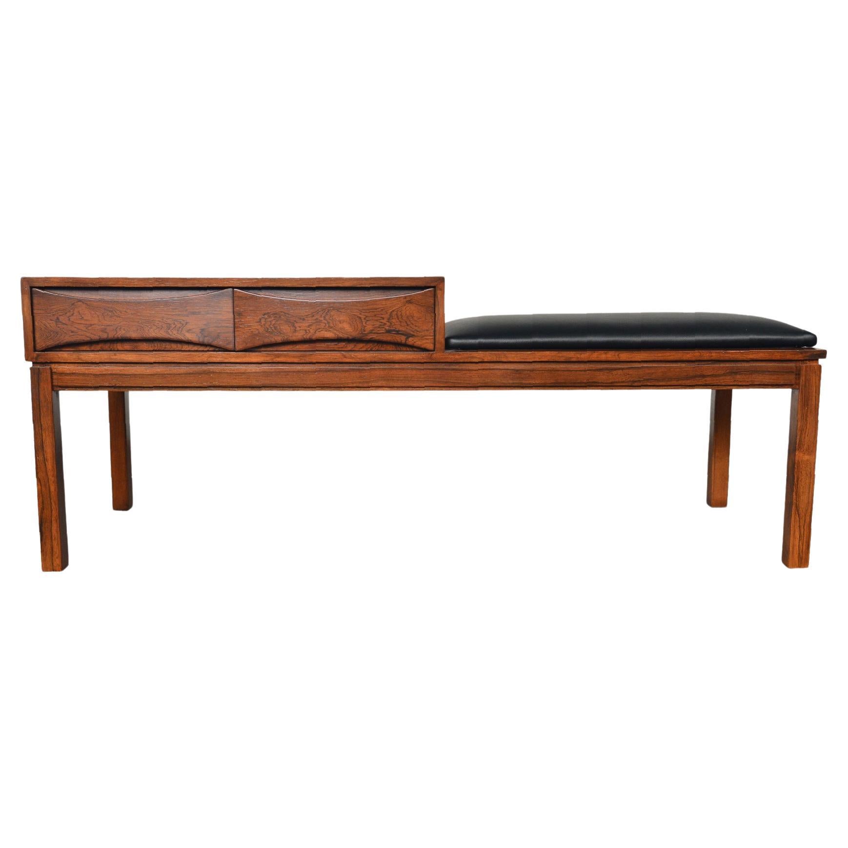 1960s Danish Modern Hallway Bench in Rosewood For Sale at 1stDibs